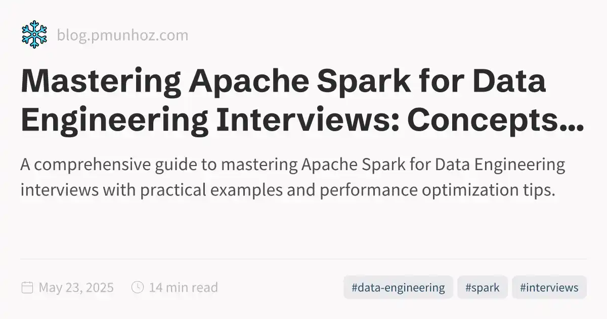 Mastering Apache Spark for Data Engineering Interviews: Concepts, Code, and Real Questions