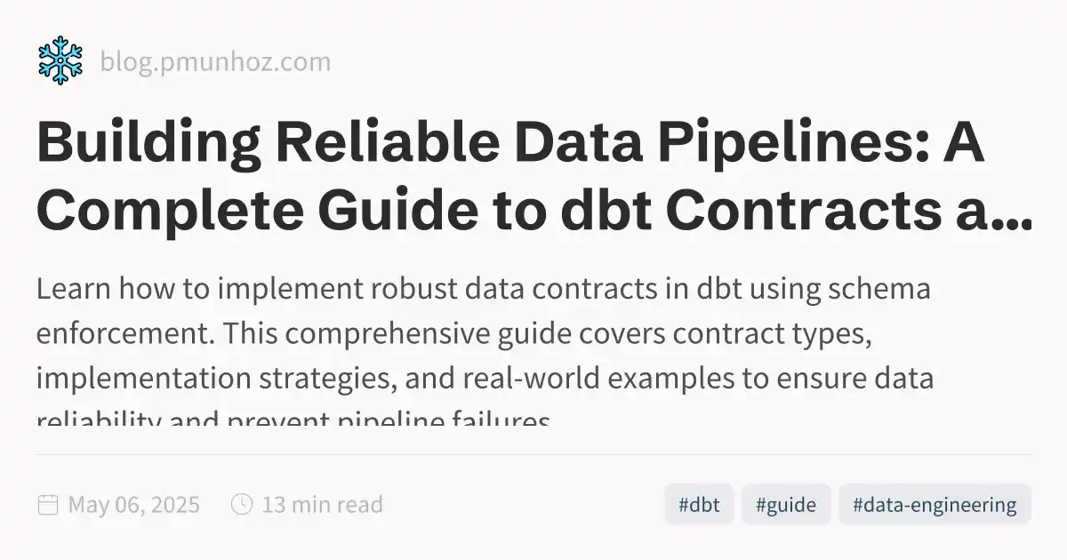 Building Reliable Data Pipelines: A Complete Guide to dbt Contracts and Schema Enforcement