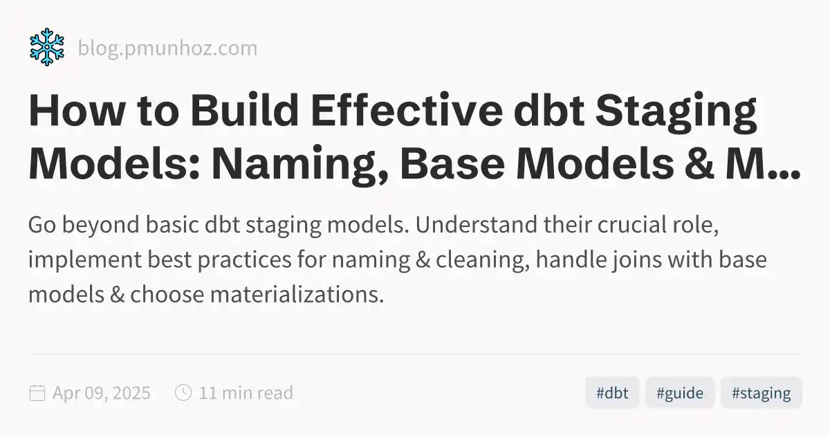 How to Build Effective dbt Staging Models: Naming, Base Models & Materialization